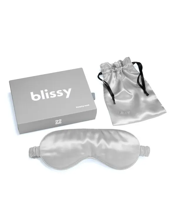 BLISSY Pure Silk Sleep Mask - Silver-tone