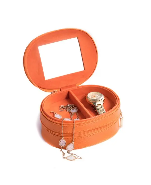 BEY-BERK Lizard 2 Level Jewelry Case With Mirror