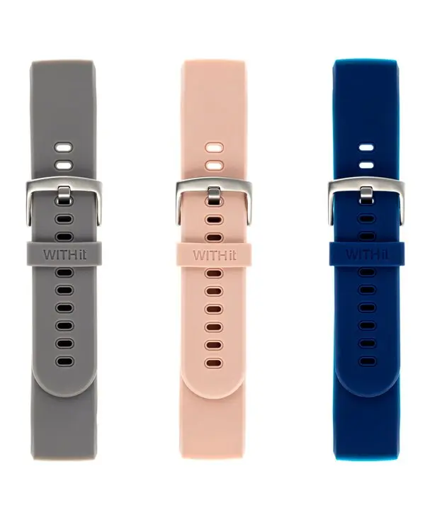 WITHIT Smooth Silicone Fitbit Versa Band Set - Gray,light Pink,blue