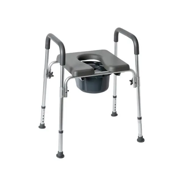 EMMA+OLIVER Maury Shower Commode Chair With Safety Rail - Gray