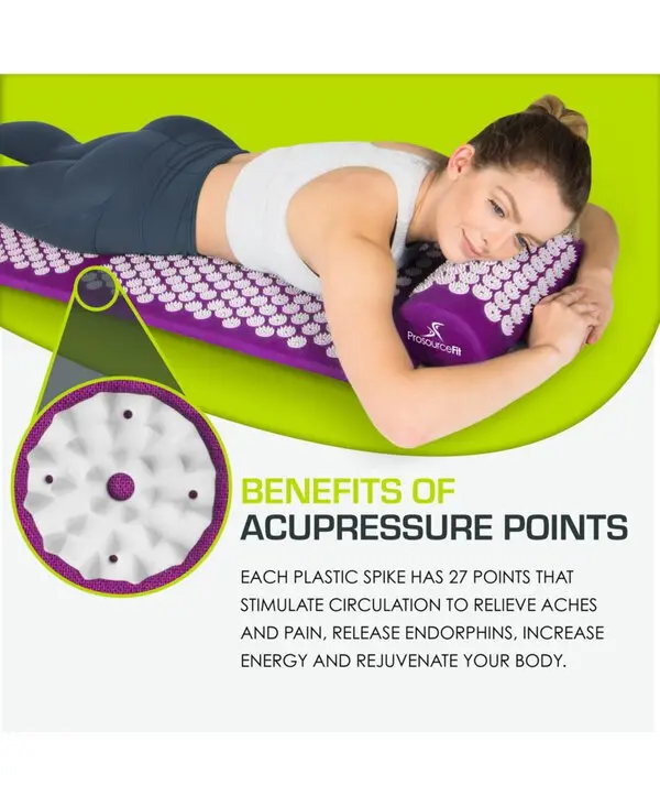 PROSOURCEFIT Full Body Acupressure Mat And Pillow Set - Purple