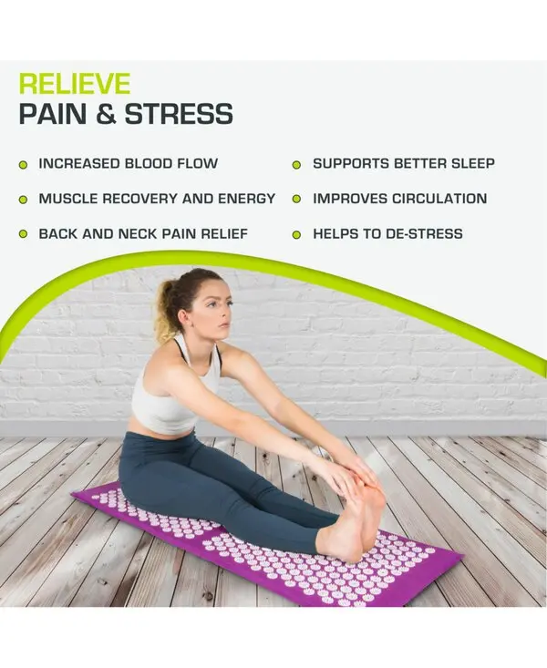 PROSOURCEFIT Full Body Acupressure Mat And Pillow Set - Purple
