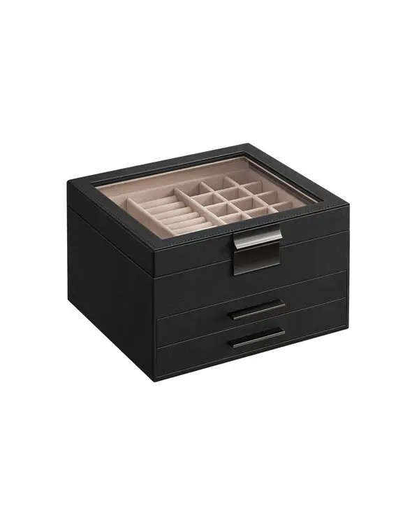 SLICKBLUE Jewelry Box With Glass Lid - Black
