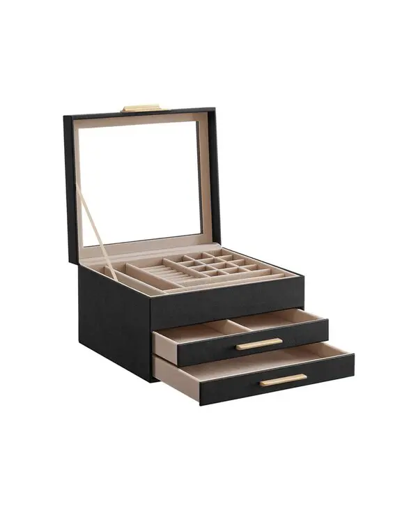SLICKBLUE Jewelry Box With Glass Lid - Black