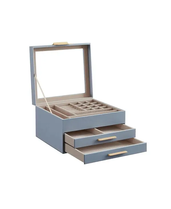 SLICKBLUE Jewelry Box With Glass Lid - Blue