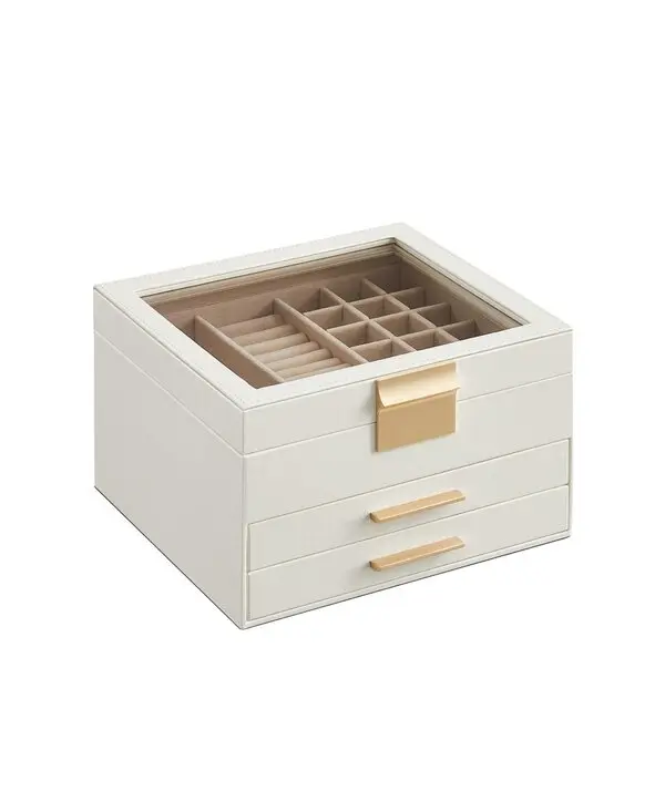 SLICKBLUE Jewelry Box With Glass Lid - White