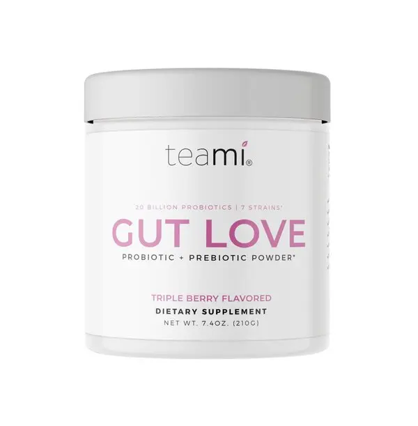 TEAMI BLENDS Gut Love Probiotic + Prebiotic Powder- Shelf Stable 7.4 Oz