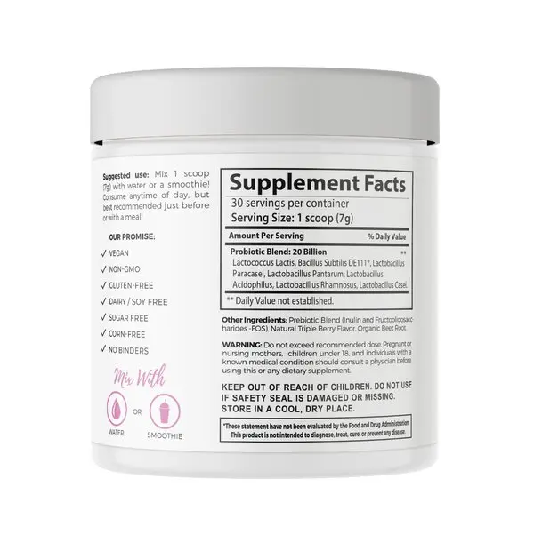 TEAMI BLENDS Gut Love Probiotic + Prebiotic Powder- Shelf Stable 7.4 Oz