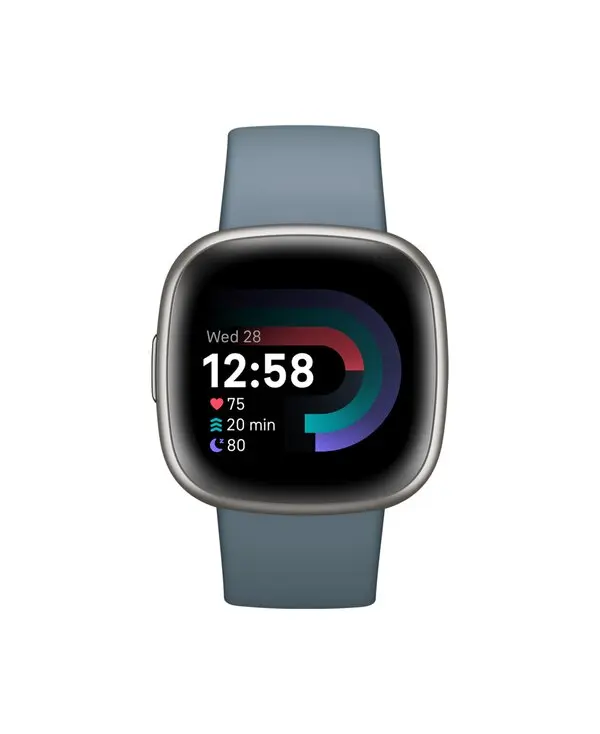 FITBIT Versa 4 Smartwatch - Waterfall Blue,platinum