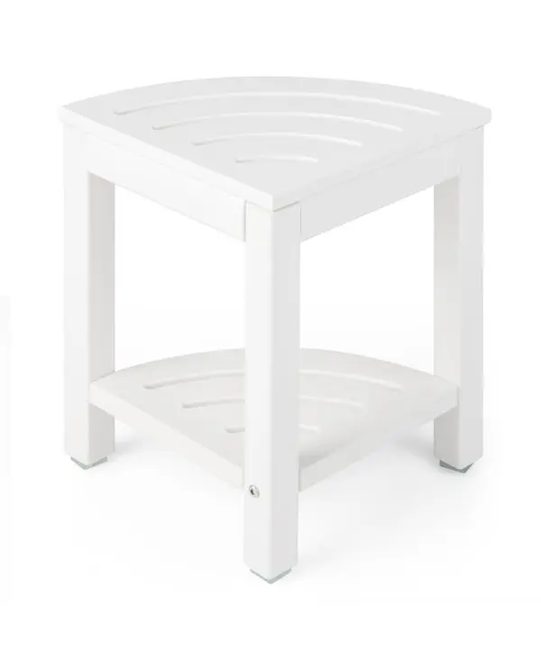 SLICKBLUE Corner Shower Bench Stool With Storage Shelf For Shaving Legs