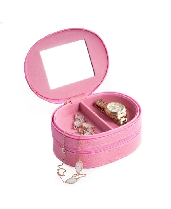 BEY-BERK Lizard 2 Level Jewelry Case With Mirror
