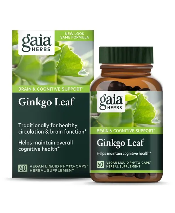 GAIA HERBS Ginkgo Leaf Traditionally Used To Support Healthy Circulation And Brain Function - No Color