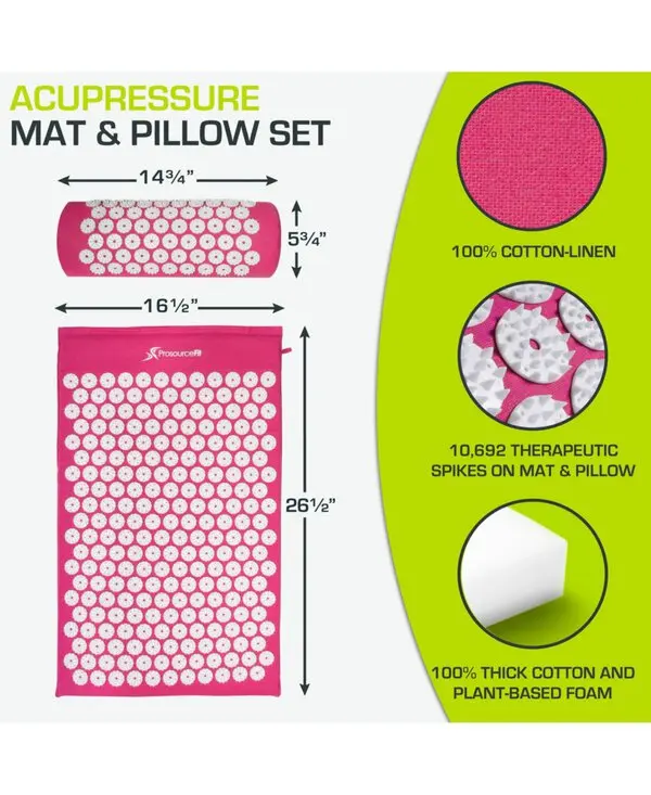 PROSOURCEFIT Acupressure Mat And Pillow Set - Pink