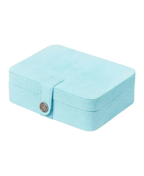 MELE & CO Giana Plush Fabric Jewelry Box With Lift Out Tray - Aqua