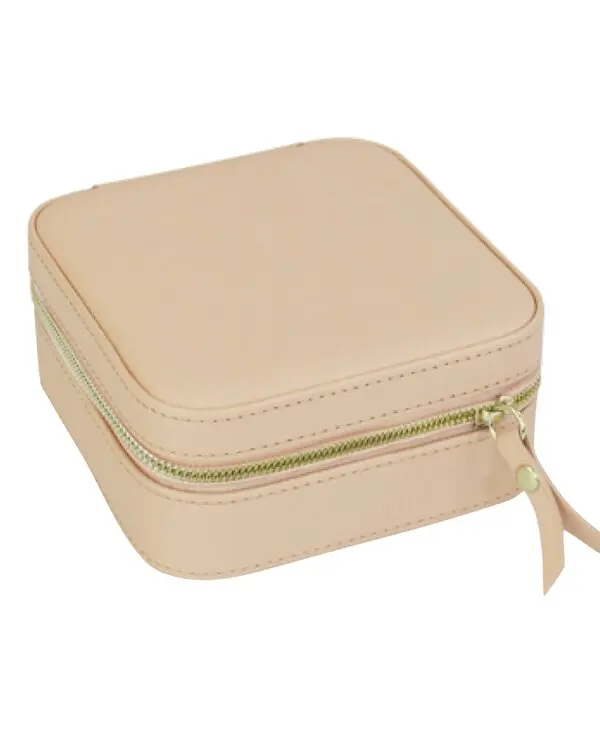 MELE & CO Stow And Go Square Travel Jewelry Case In Leather - Buff