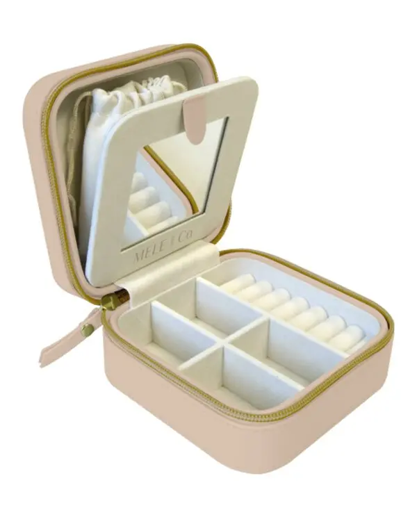 MELE & CO Stow And Go Square Travel Jewelry Case In Leather