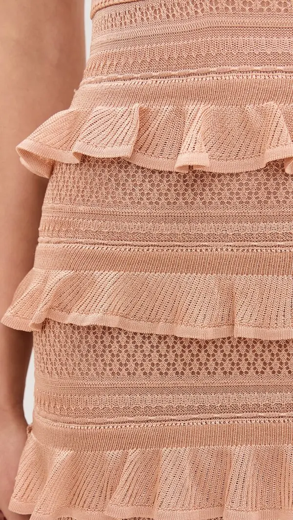 Zimmermann Story Frilled Dress In Champagne - 60% Off
