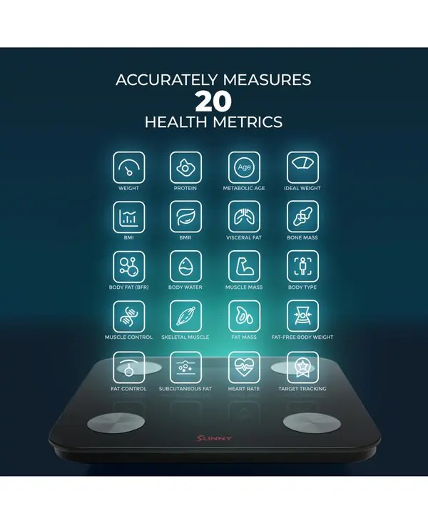 SUNNY HEALTH AND FITNESS Smart Digital Body Composition Scale With 20 Metrics