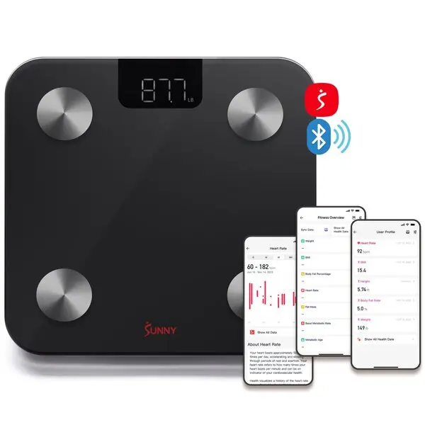 SUNNY HEALTH AND FITNESS Smart Digital Body Composition Scale With 20 Metrics - Grey