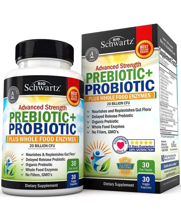 BIOSCHWARTZ Prebiotics And Probiotic With Whole Food Enzymes For Adults & Probiotics Lactobacillus Acidophilus - No Color
