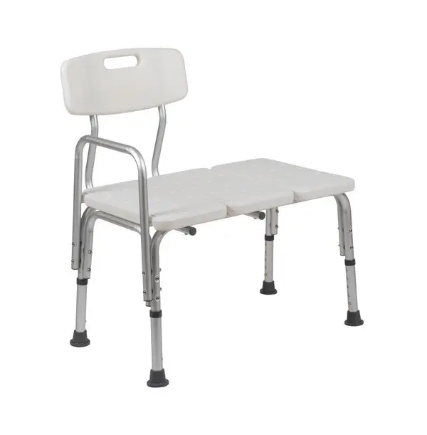 EMMA+OLIVER 300 Lb. Capacity Adjustable Bath & Shower Medical Transfer Bench Chair - Gray
