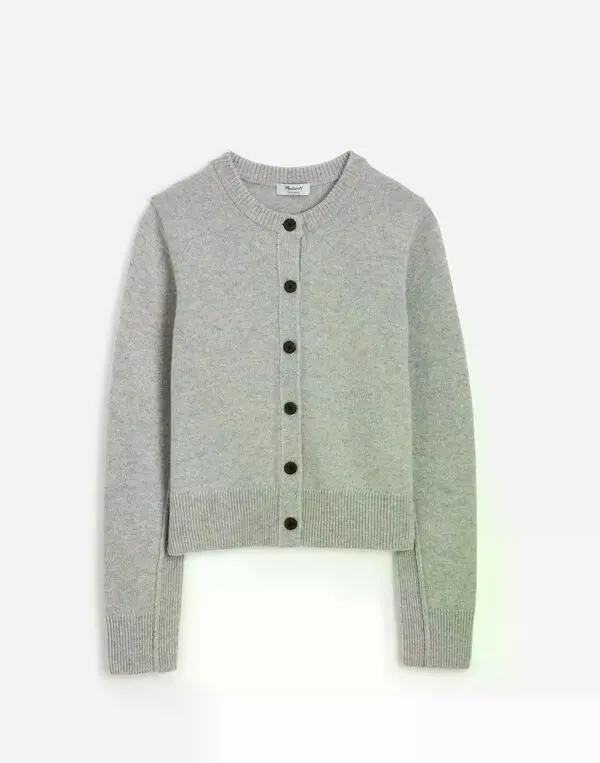Madewell Cashmere Button-front Cardigan Sweater - Hthr Cloud Grey