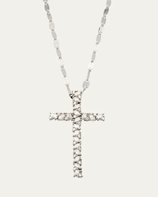 Lana Jewelry 14k Diamond Cross Pendant Necklace - White Gold