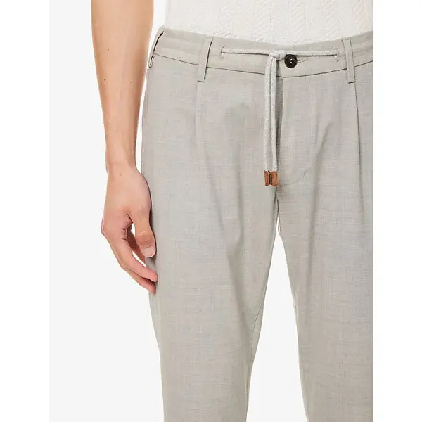Eleventy Drawstring Pressed-crease Stretch-wool Jogging Bottoms - Gray