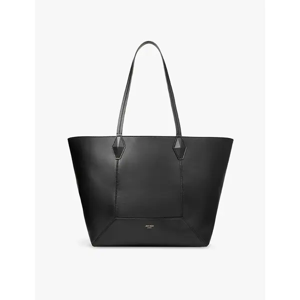 JIMMY CHOO Diamond Logo-embossed Medium Leather Tote Bag - Black