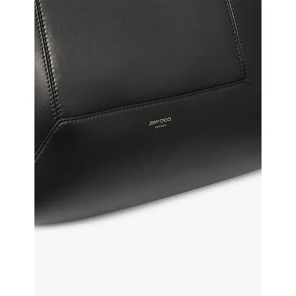 JIMMY CHOO Diamond Logo-embossed Medium Leather Tote Bag - Black