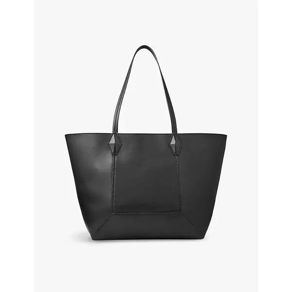 JIMMY CHOO Diamond Logo-embossed Medium Leather Tote Bag - Black