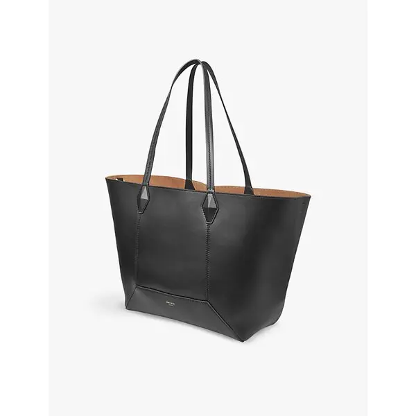 JIMMY CHOO Diamond Logo-embossed Medium Leather Tote Bag - Black