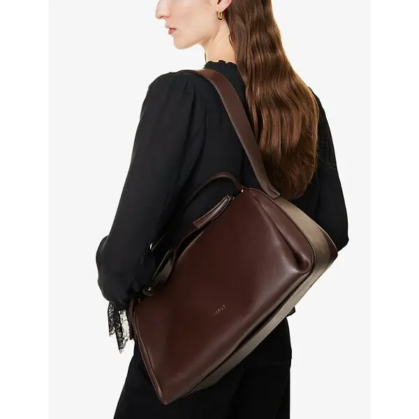 NEOUS Scorpius Adjustable-strap Leather Tote - Dark Chocolate