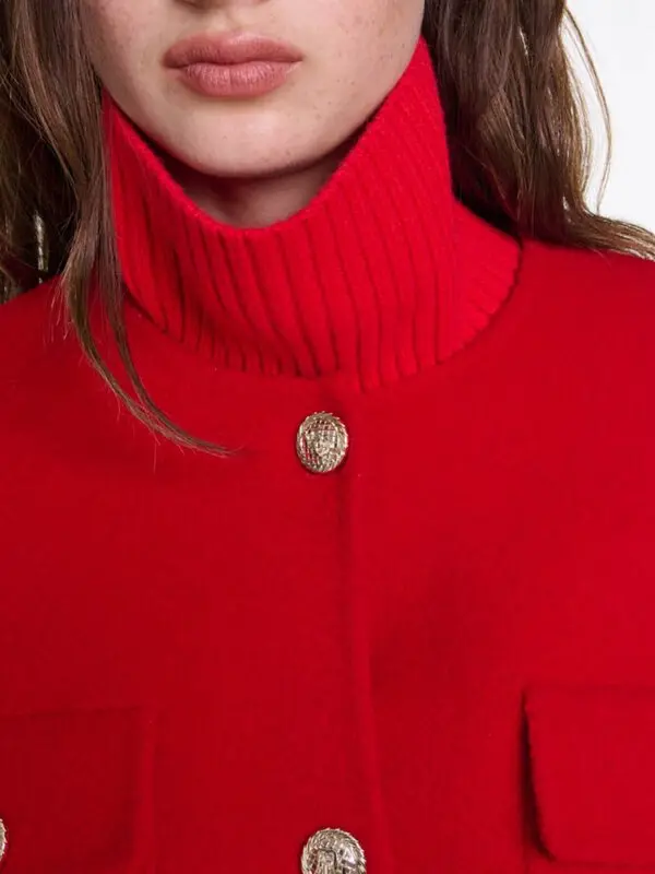 Maje Belted Cropped Double-faced Jacket
