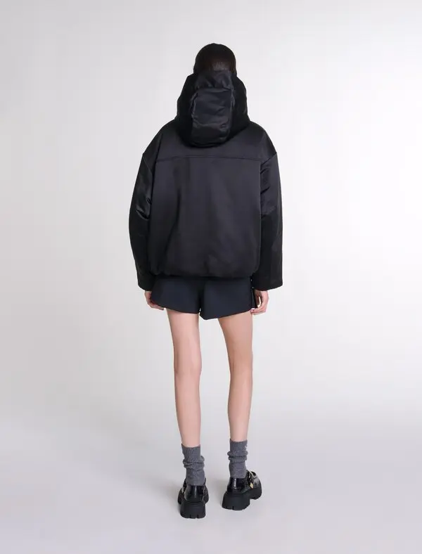 Maje Padded Jacket With Hood And Drawstring Waist