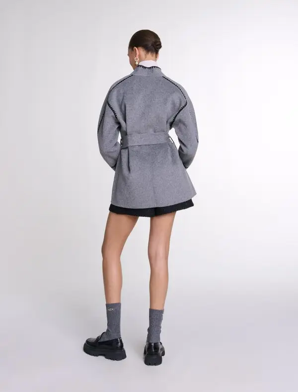 Maje Wool Cropped Coat