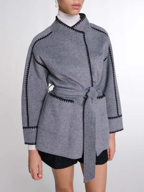 Maje Wool Cropped Coat