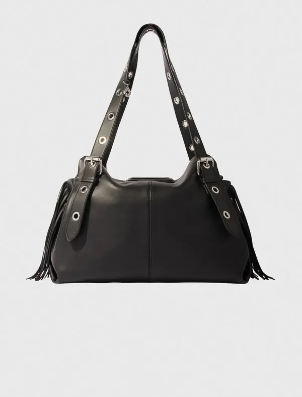 Maje Miss M Xl Leather Bag - Black