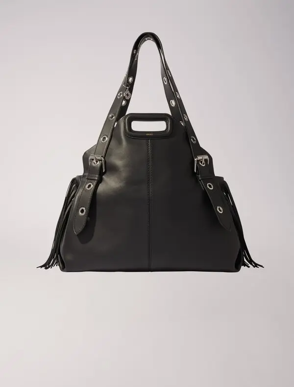 Maje Miss M Xl Leather Bag - Black
