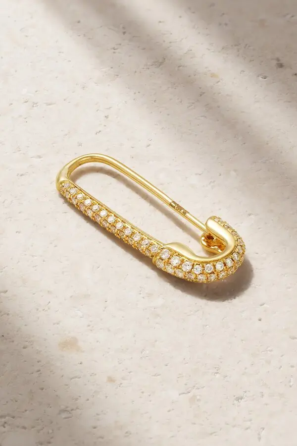 ANITA KO Safety Pin 18-karat Diamond Earring - Gold