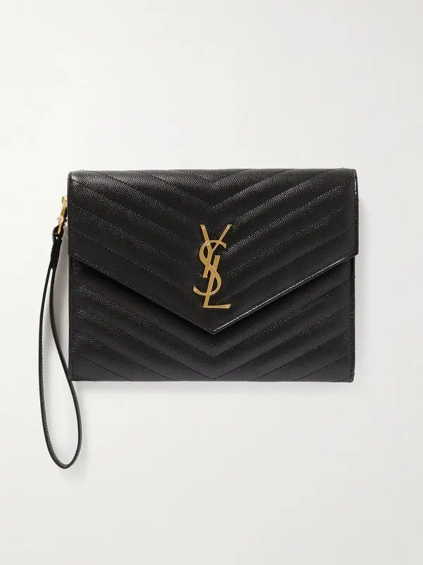 Saint Laurent Monogramme Textured-leather Pouch