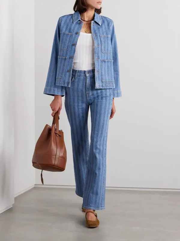 Veronica Beard Dahl Striped Denim Chore Jacket