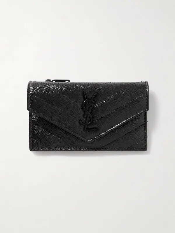Saint Laurent Monogramme Quilted Textured-leather Wallet - Black