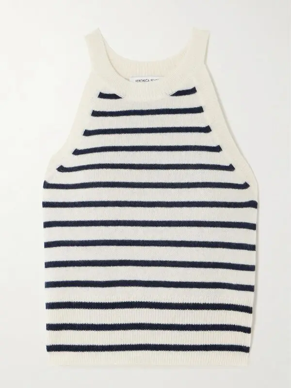 Veronica Beard Myrick Striped Cashmere Tank