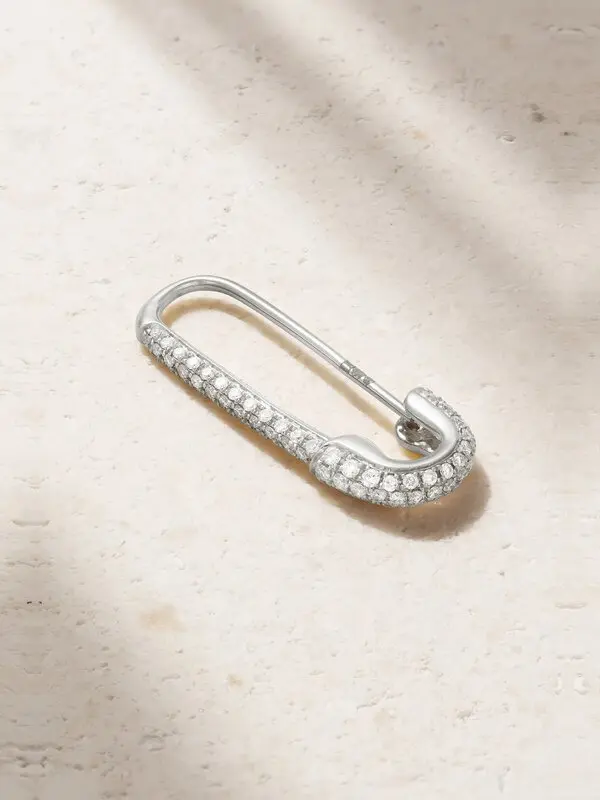 ANITA KO Safety Pin Diamond Earring - Silver
