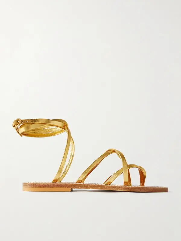 K.JACQUES Zenobie Metallic Leather Sandals - Gold