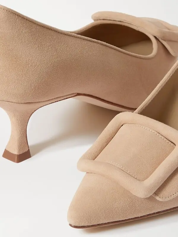 Manolo Blahnik Maysale 50 Buckled Suede Pumps