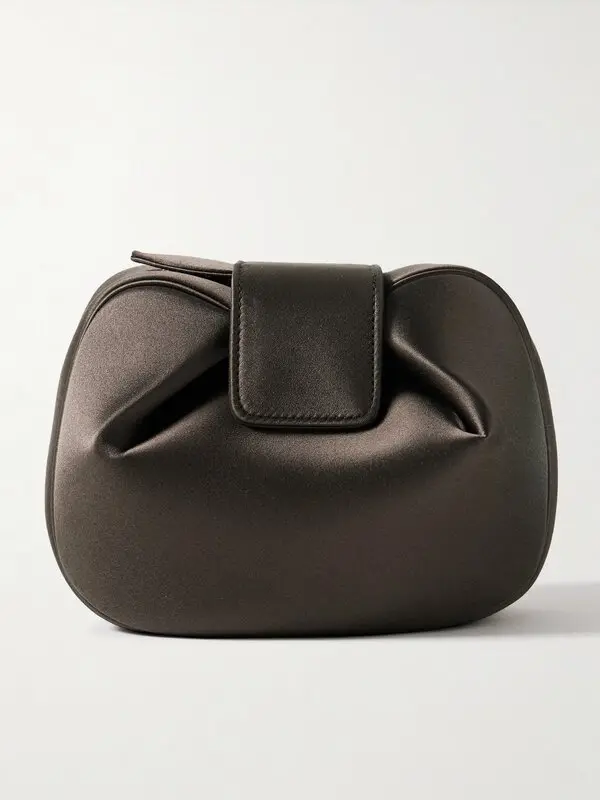 Gabriela Hearst Soft Demi Satin Clutch - Brown