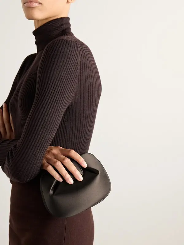 Gabriela Hearst Soft Demi Satin Clutch - Brown