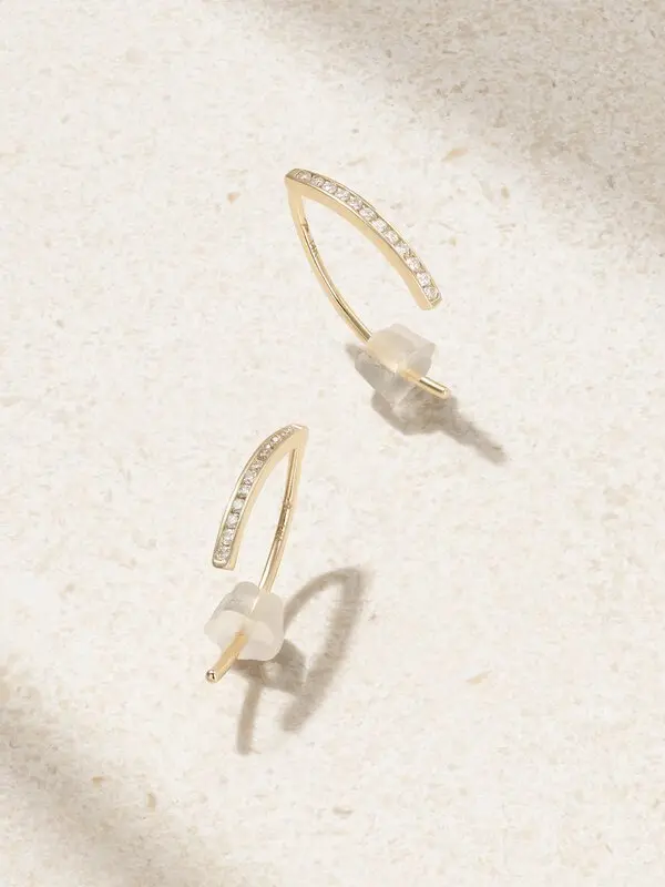 MELISSA JOY MANNING Wishbone 14-karat Recycled Diamond Earrings - Gold